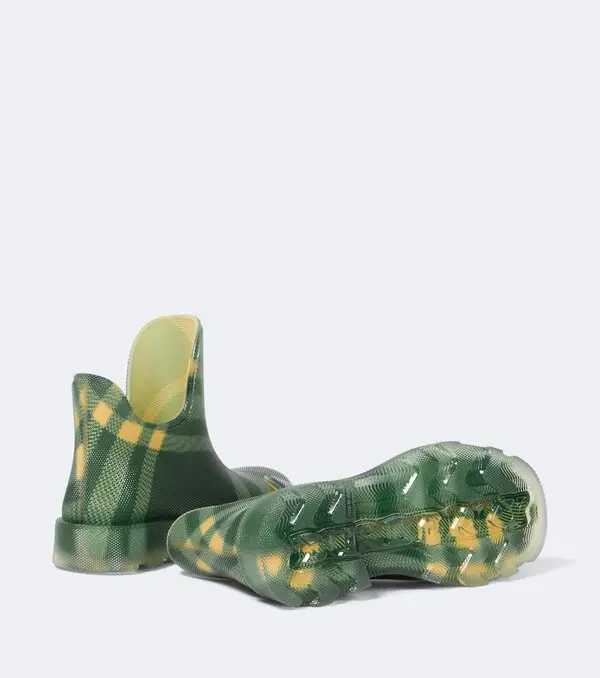 Burberry Check Rain Boots - Green