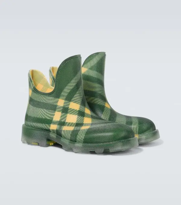 Burberry Check Rain Boots - Green
