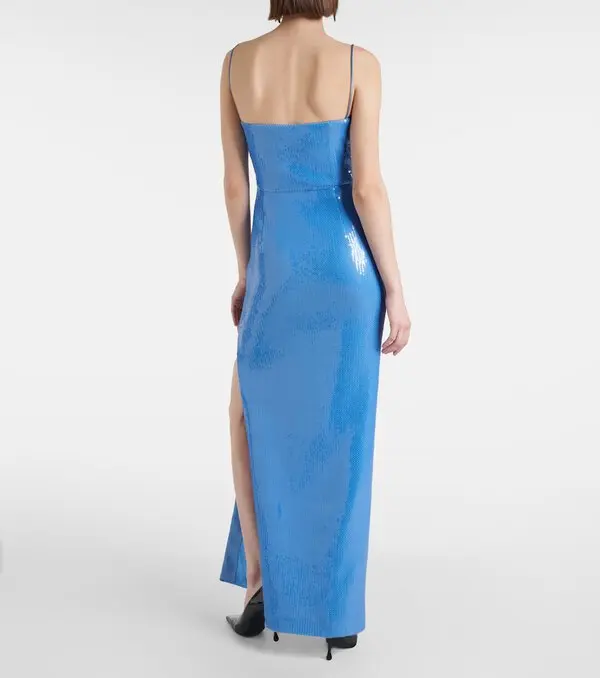 Galvan Stargaze Bandeau Sequined Maxi Dress - Blue