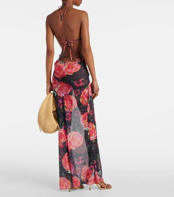 BANANHOT Floral Chiffon Beach Cover-up