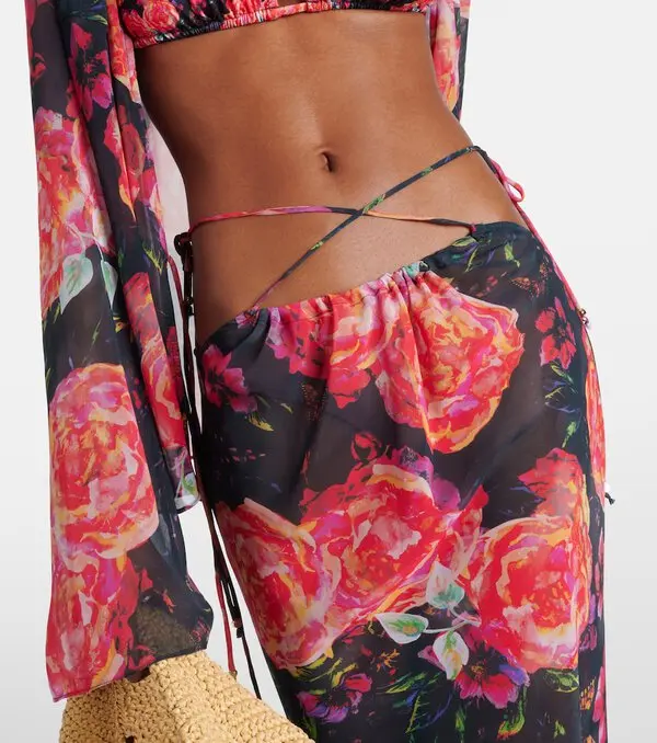 BANANHOT Floral Chiffon Beach Cover-up