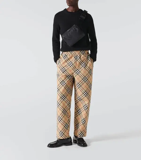 Burberry Checked Track Pants - Beige