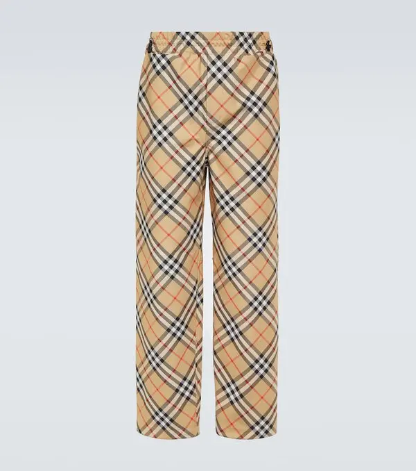 Burberry Checked Track Pants - Beige