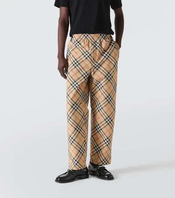 Burberry Checked Track Pants - Beige
