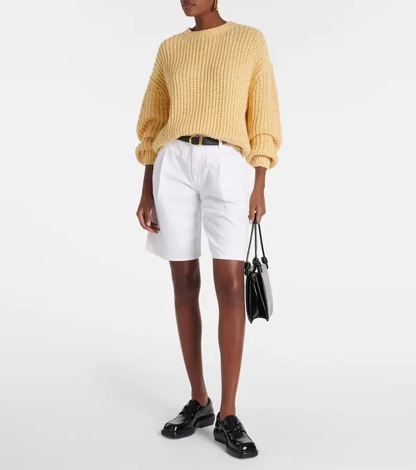 AGOLDE Ellis Mid-rise Bermuda Denim Shorts - White