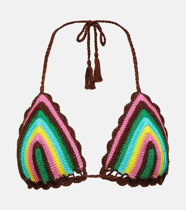 Anna Kosturova Striped Crochet Bikini Top - Multicoloured