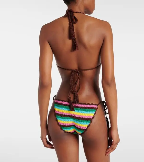 Anna Kosturova Striped Crochet Bikini Top