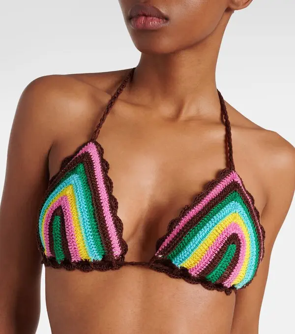 Anna Kosturova Striped Crochet Bikini Top