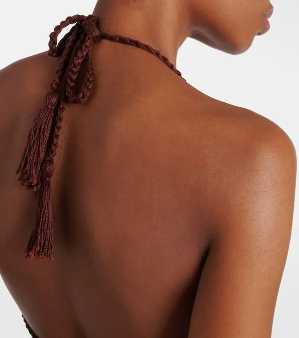 Anna Kosturova Striped Crochet Bikini Top