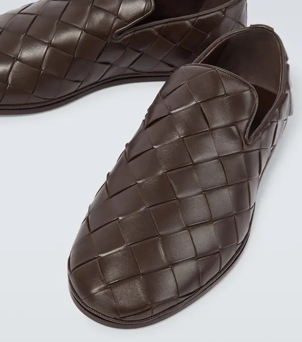 Bottega Veneta Intrecciato Leather Slip-on Shoes - Brown
