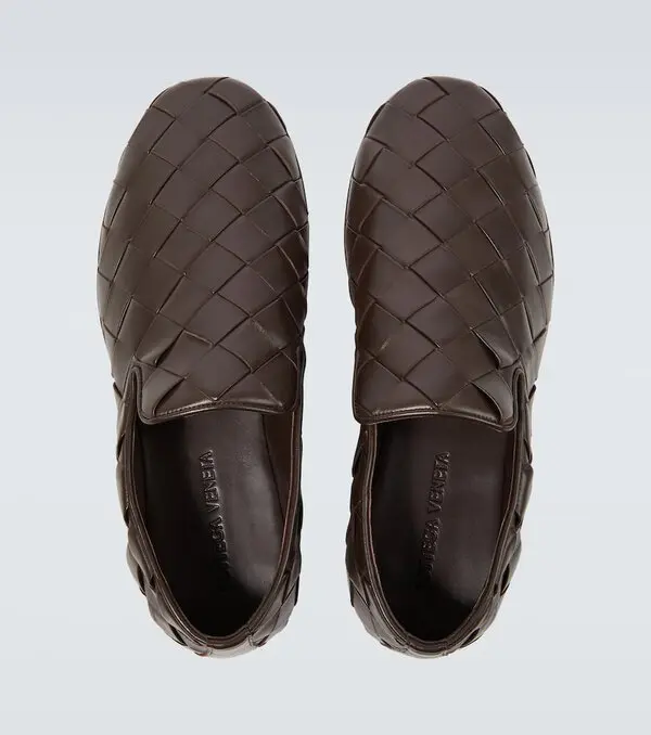 Bottega Veneta Intrecciato Leather Slip-on Shoes - Brown