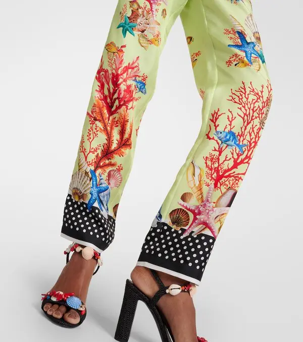 Dolce & Gabbana Capri Printed Silk Tapered Pants
