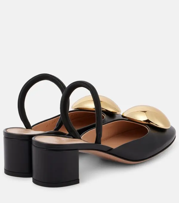 GIANVITO ROSSI Sphera 45 Leather Pumps With Gold Detailing - Black