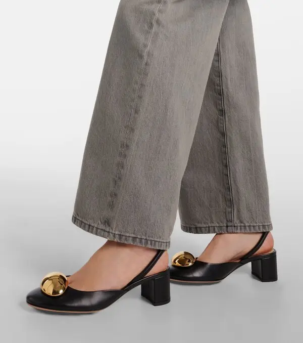 GIANVITO ROSSI Sphera 45 Leather Pumps With Gold Detailing - Black