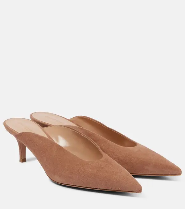 GIANVITO ROSSI Suede Mules - Brown