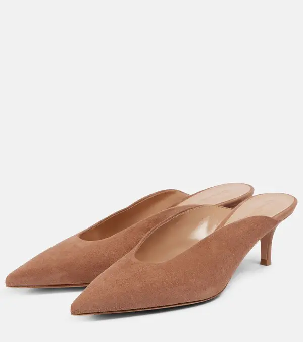 GIANVITO ROSSI Suede Mules - Brown