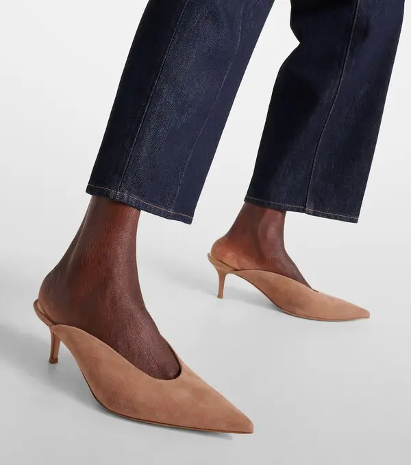 GIANVITO ROSSI Suede Mules - Brown