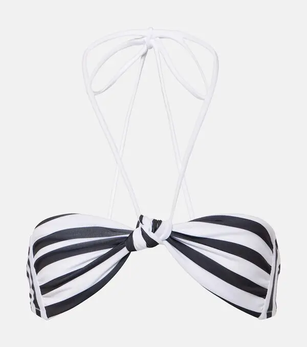 BANANHOT Striped Halterneck Bikini Top - Black