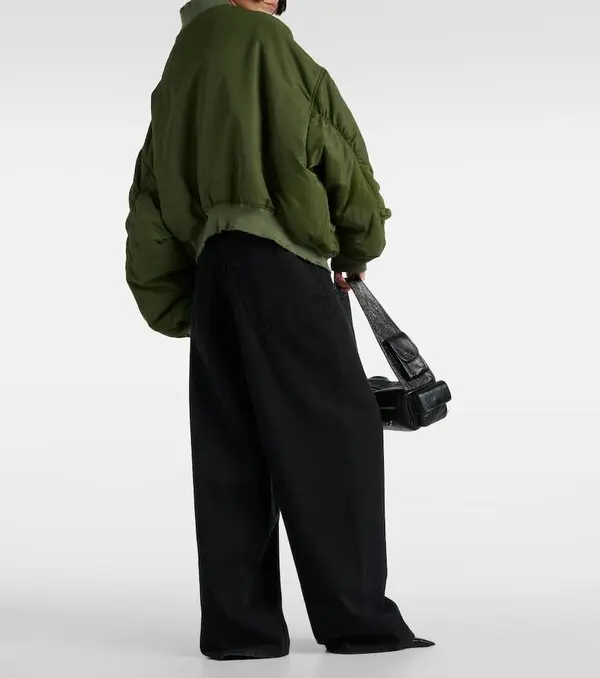 Balenciaga Off Shoulder Technical Bomber Jacket - Green | Editorialist