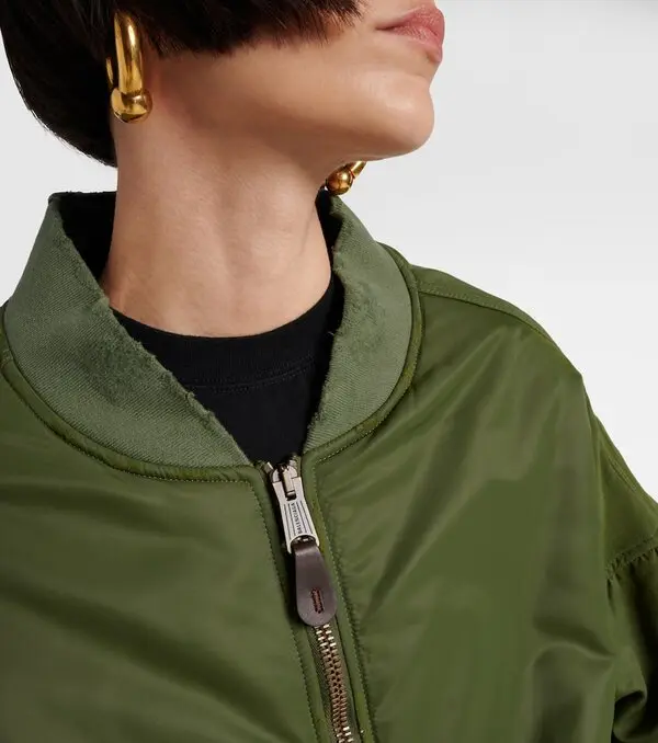 Balenciaga Off Shoulder Technical Bomber Jacket - Green