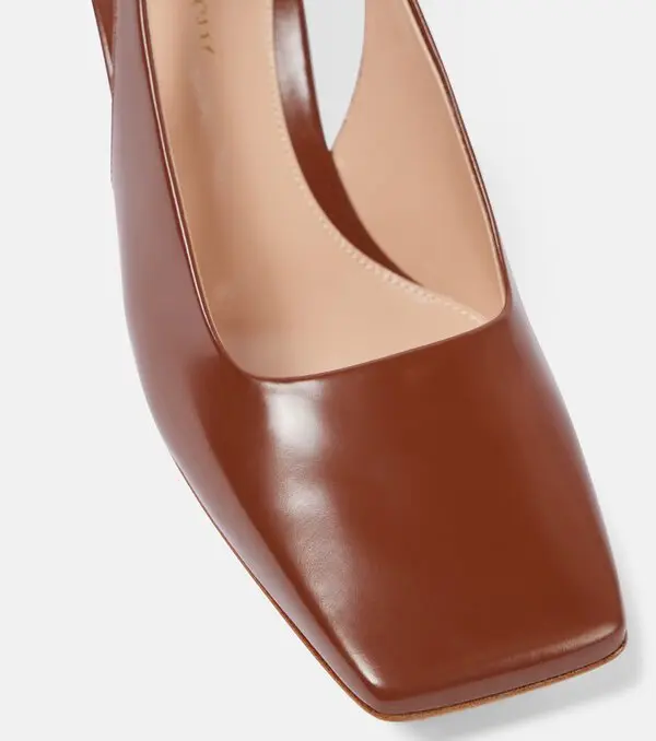 GIANVITO ROSSI 55 Patent Leather Slingback Pumps - Brown