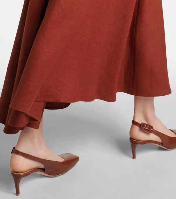 GIANVITO ROSSI 55 Patent Leather Slingback Pumps - Brown