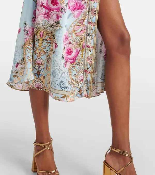 Camilla Embellished Floral Silk Satin Robe