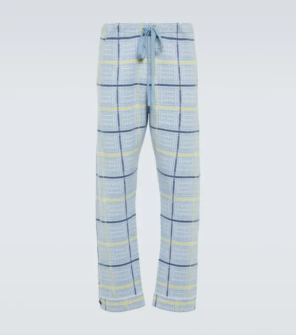 GOD'S TRUE CASHMERE Rain Tartan Cashmere Sweatpants - Blue