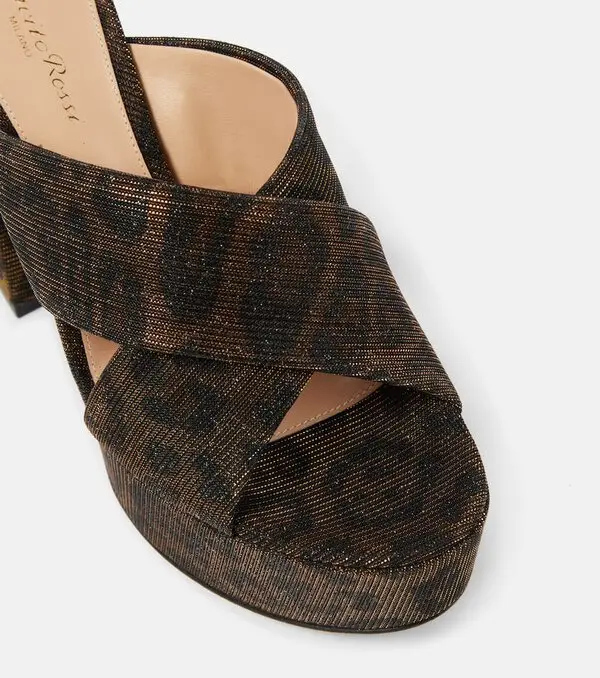GIANVITO ROSSI Leopard-print Lamé Platform Mules