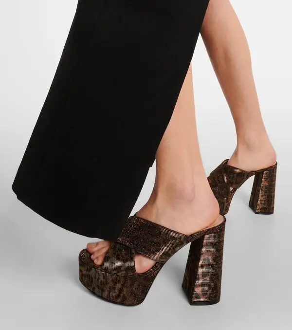 GIANVITO ROSSI Leopard-print Lamé Platform Mules