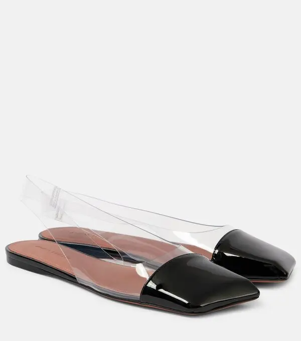 Amina Muaddi Ane Glass Slingback Flats - Black