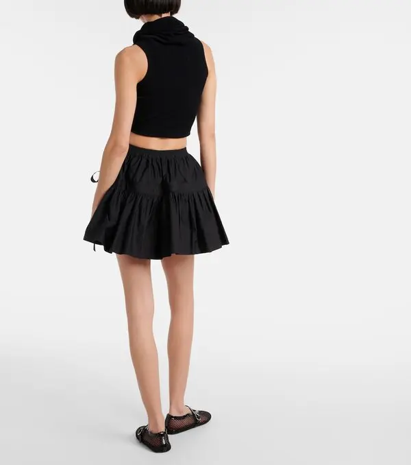 Alaïa Hooded Knit Crop Top - Black
