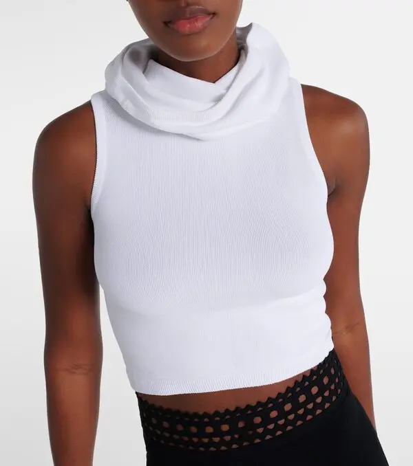 Alaïa Hooded Crop Top - White