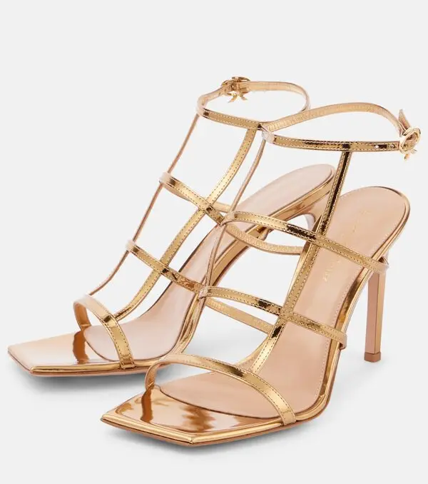GIANVITO ROSSI Mondry Metallic Leather Sandals