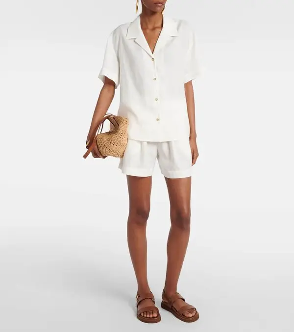Asceno Zurich Linen Shorts - White