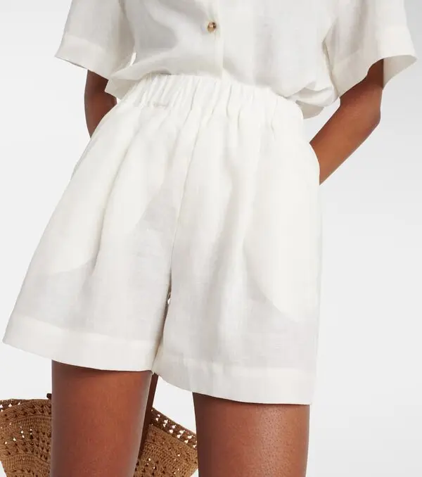 Asceno Zurich Linen Shorts - White