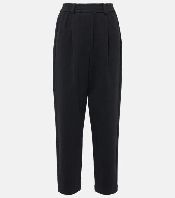 Brunello Cucinelli Pleated Cotton-blend Jersey Sweatpants - Grey