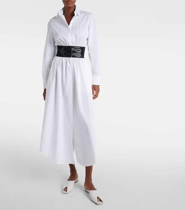 Alaïa Leather Peep-toe Mules - White