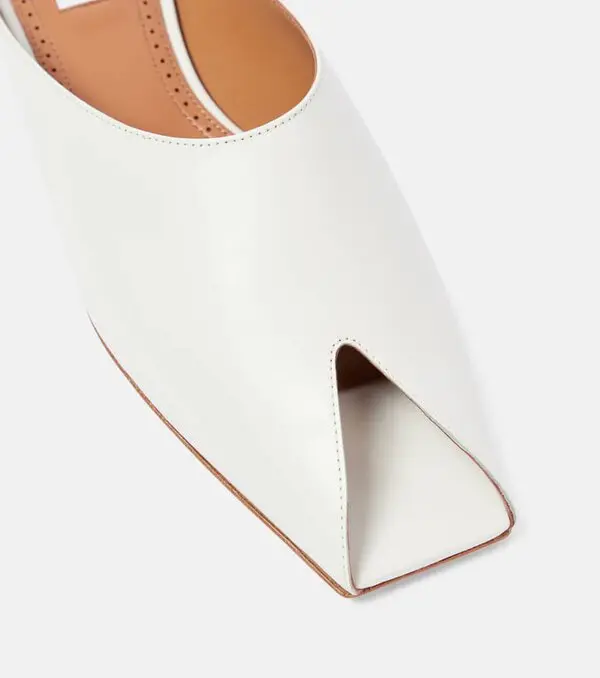 Alaïa Leather Peep-toe Mules - White