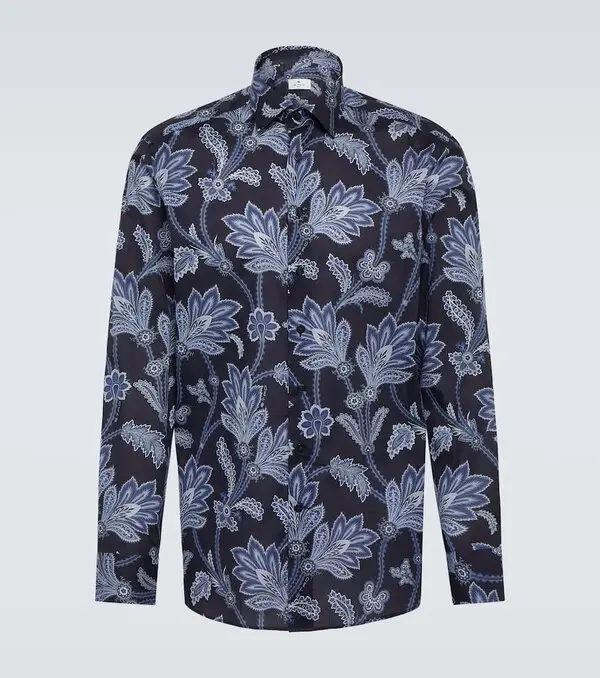 Etro Paisley Cotton Poplin Shirt - Blue