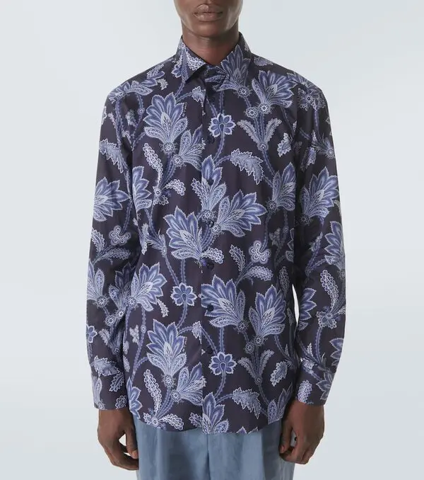 Etro Paisley Cotton Poplin Shirt - Blue