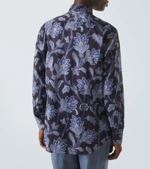 Etro Paisley Cotton Poplin Shirt - Blue