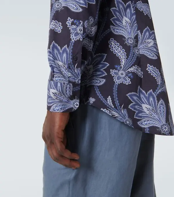 Etro Paisley Cotton Poplin Shirt - Blue