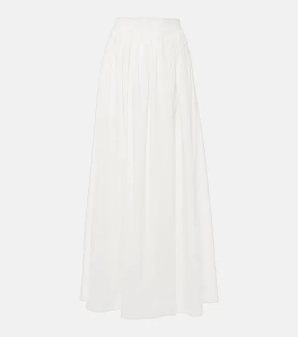 ADRIANA DEGREAS Cotton Poplin Maxi Skirt - White