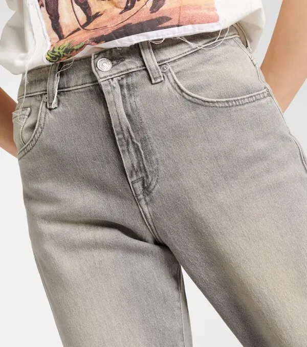 7 For All Mankind Tess High-rise Wide-leg Jeans - Grey