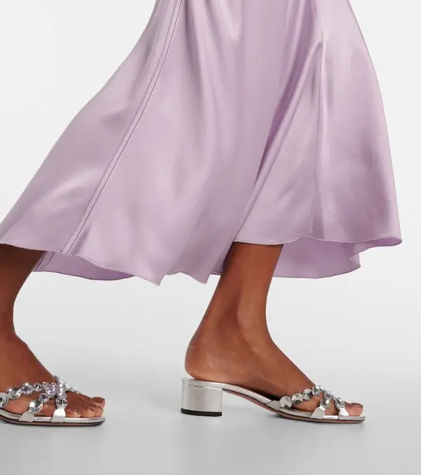 AQUAZZURA Crystal Mirage Embellished Mules - Silver