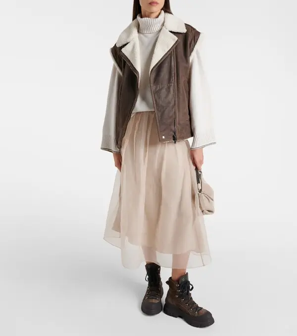 Brunello Cucinelli Shearling-lined Leather Vest