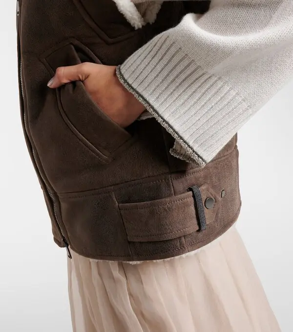 Brunello Cucinelli Shearling-lined Leather Vest