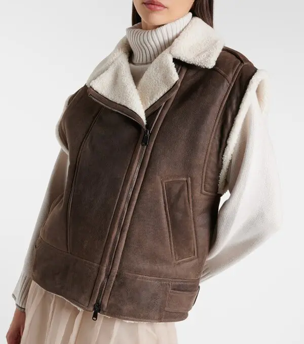Brunello Cucinelli Shearling-lined Leather Vest