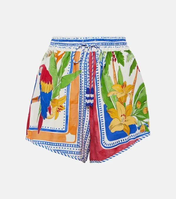 Farm Rio Tropical Destination Linen-blend Crochet Shorts